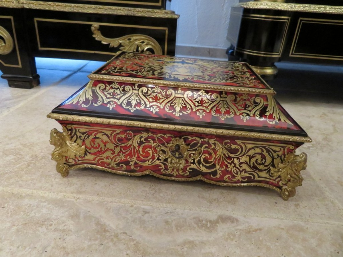 Jewelry Box in Boulle marquetry Napoleon III period 19th - Ref.124485