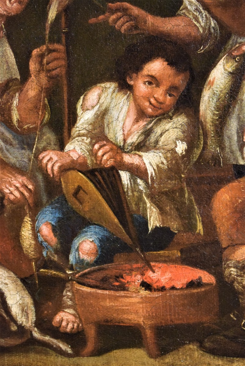 Scène d'intérieur avec des mendiants - École flamande du XVIIe - XVIIe ...