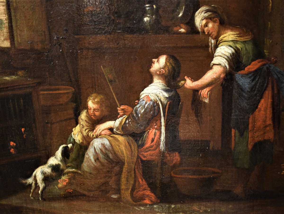Interior with toilet scene -- workshop of David Teniers II the Younger ...