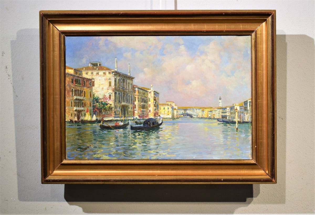 Venice, Grand Canal and Rialto Bridge - Luigi Lanza (Venice 1860-1913 ...