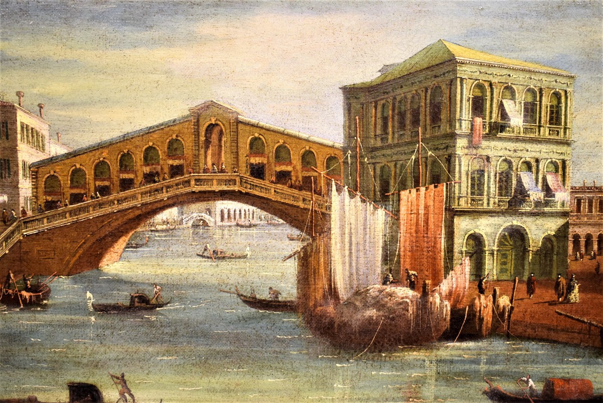 Venice, Grand Canal and Rialto Bridge - Giovanni Grubas (Venice 1830 ...
