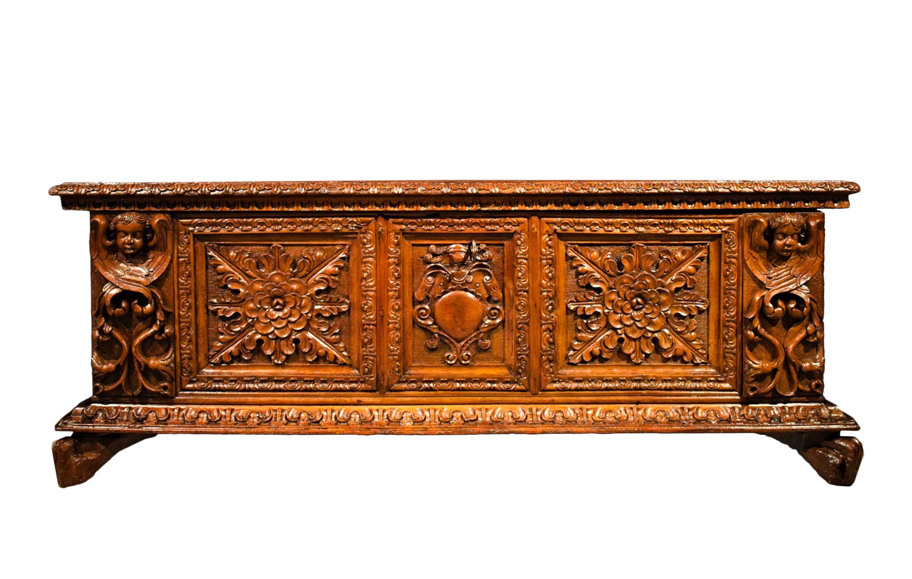 Chest in carved walnut of the Renaissance Lombardy, 17th century - Ref ...