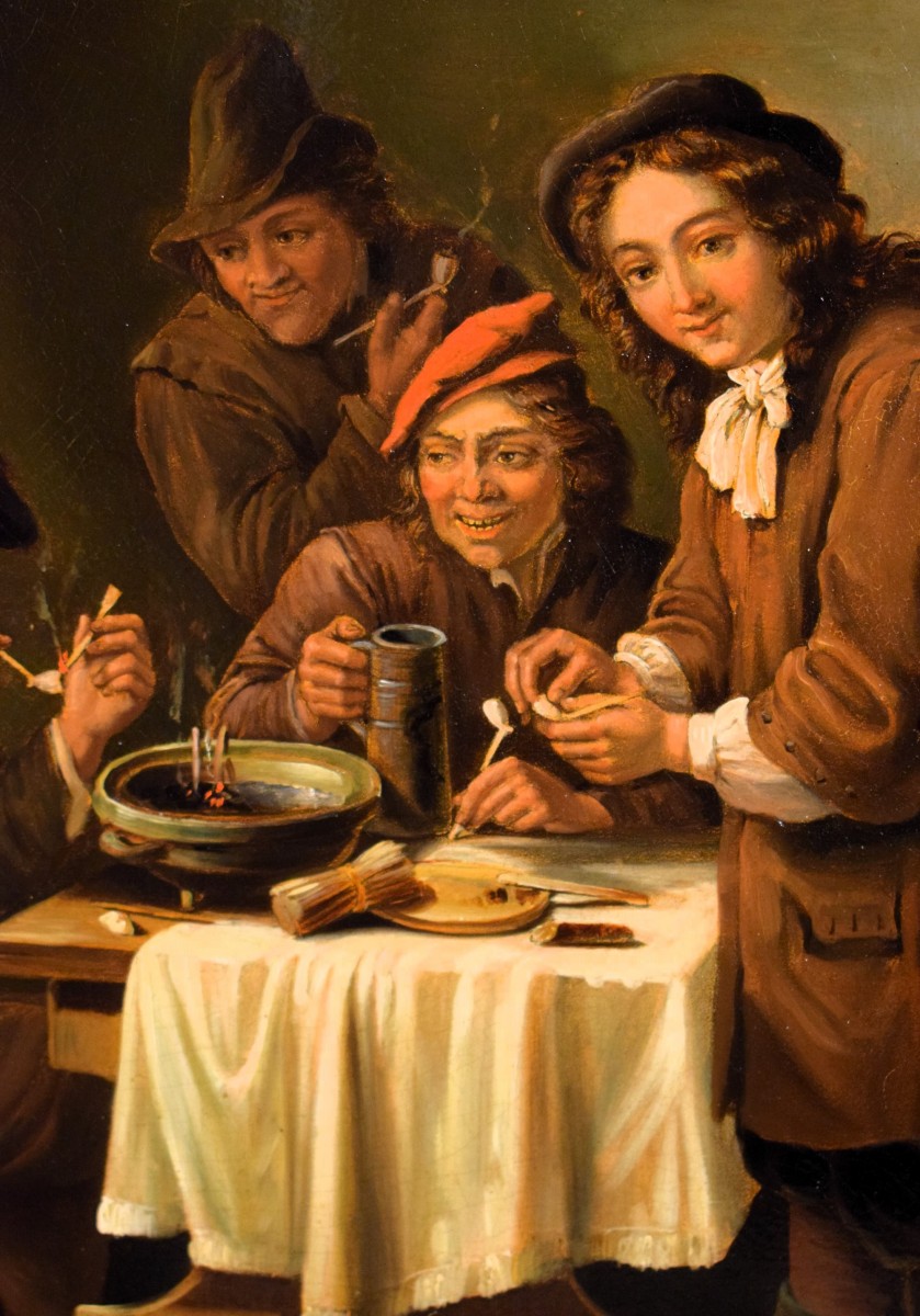 Smokers in the tavern" Oi - Flemish School of 19th century - Ref.107356