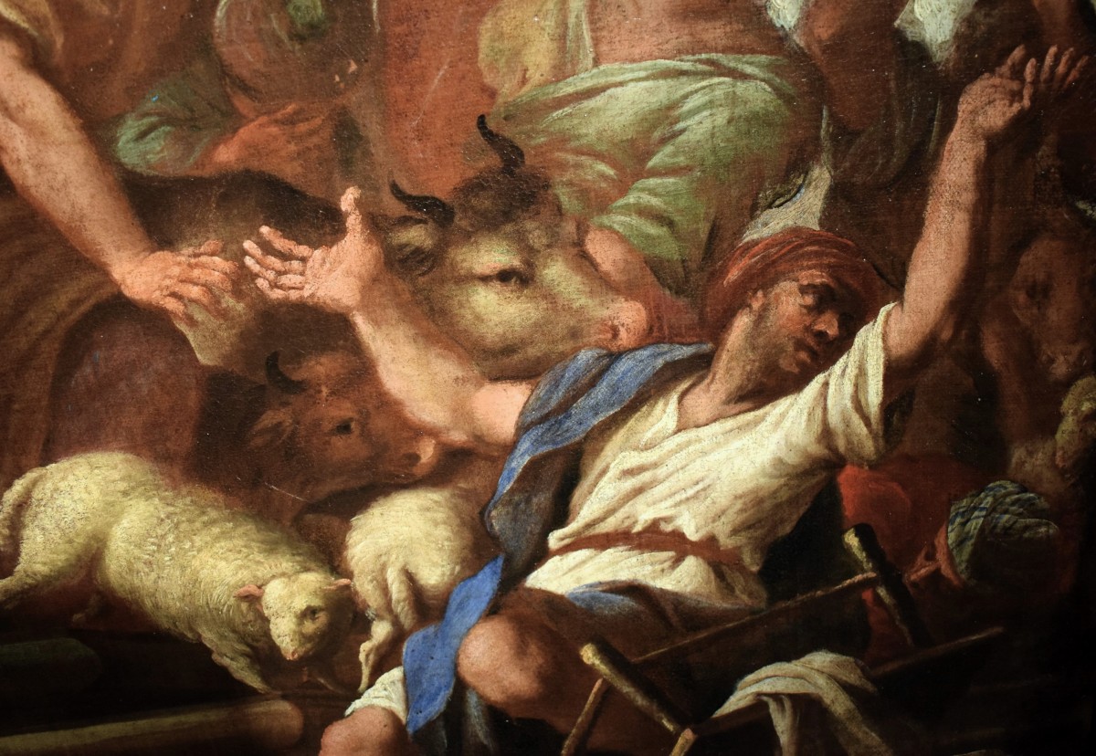 Jesus drives the merchants out of the temple - Italy 17th century - Ref ...