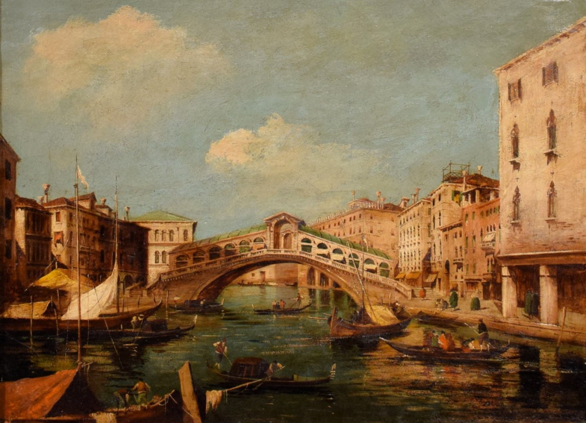 Venise, Grand Canal et Pont du Rialto - Giuseppe Ponga (1856 -1925 ...
