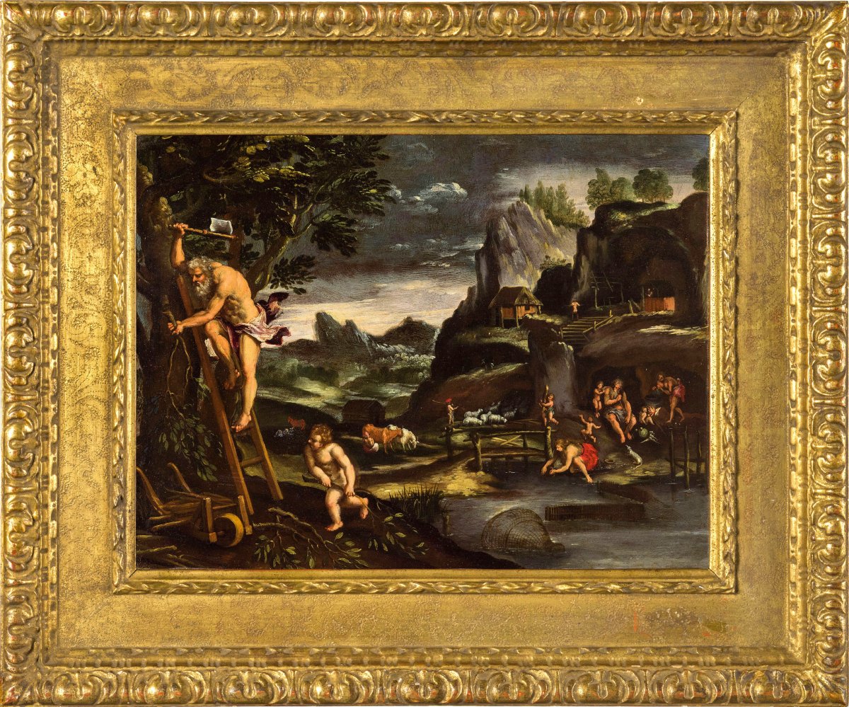Giovanni Francesco Grimaldi (1606 - 1680) - Landscape with Adam and Eve ...