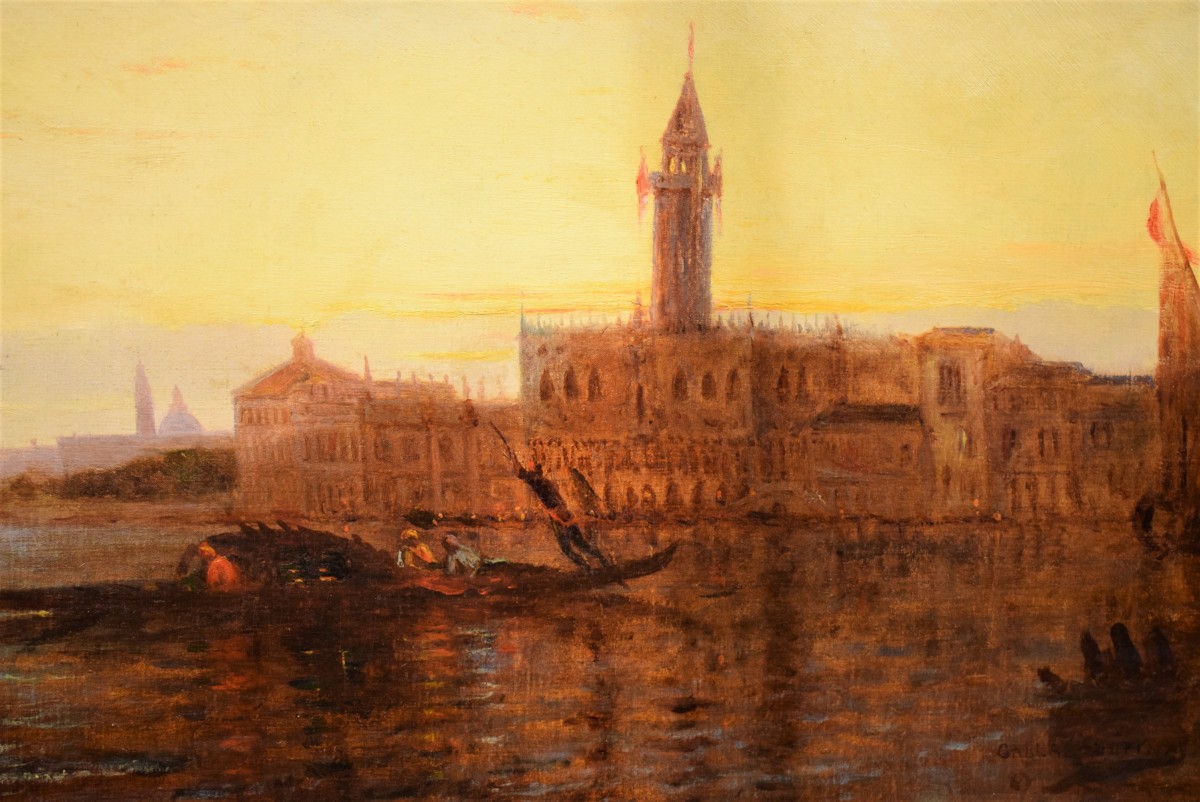 Venise, coucher du soleil sur la Lagune - Paul Gallard-Lepinay (1842 ...