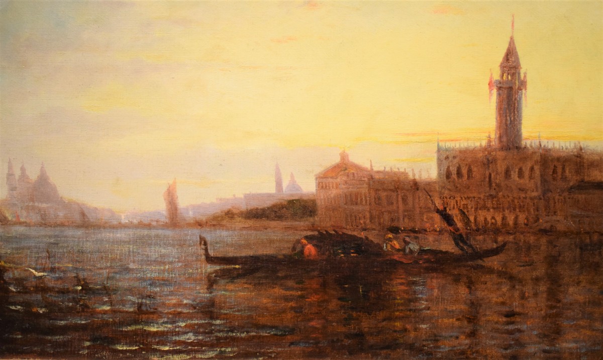 Venise, coucher du soleil sur la Lagune - Paul Gallard-Lepinay (1842 ...