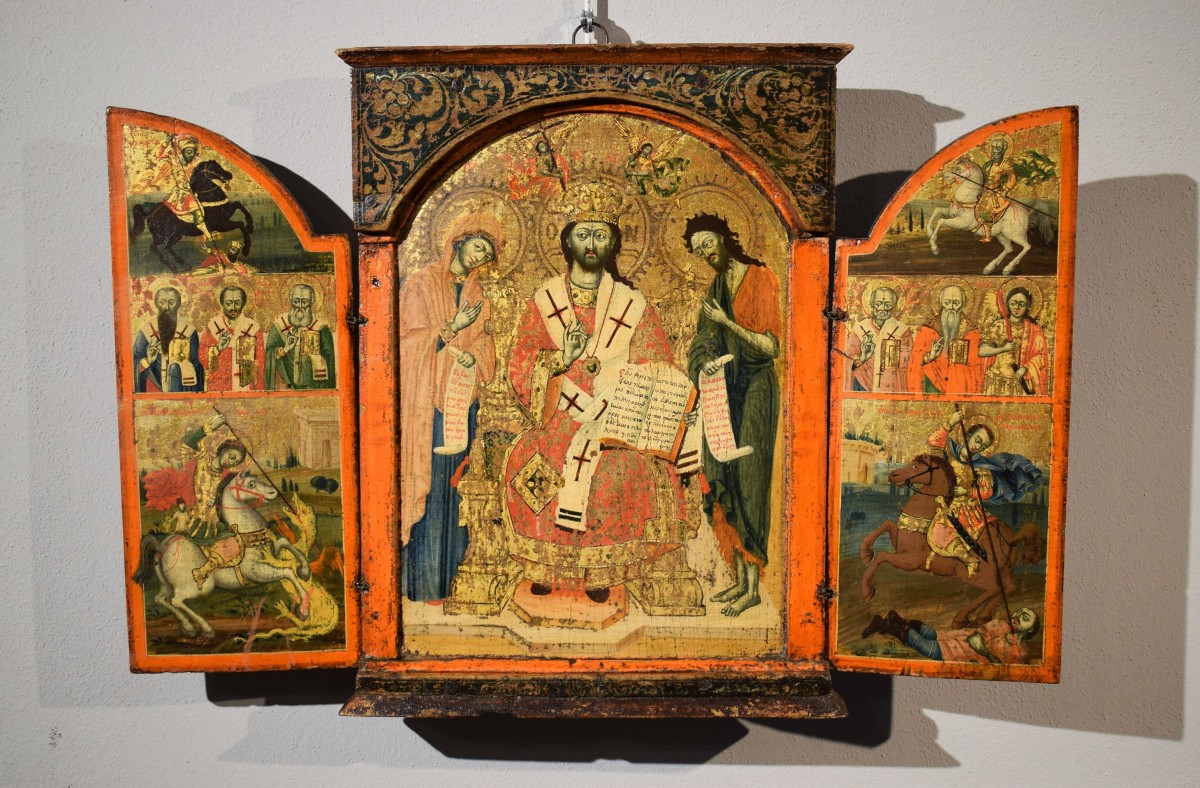 Greek Triptych depicting the "Deesis" 17th century - Ref.88438